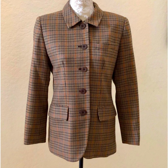 Magaschoni | Jackets & Coats | Magaschoni Collection Plaid Wool Blazer ...